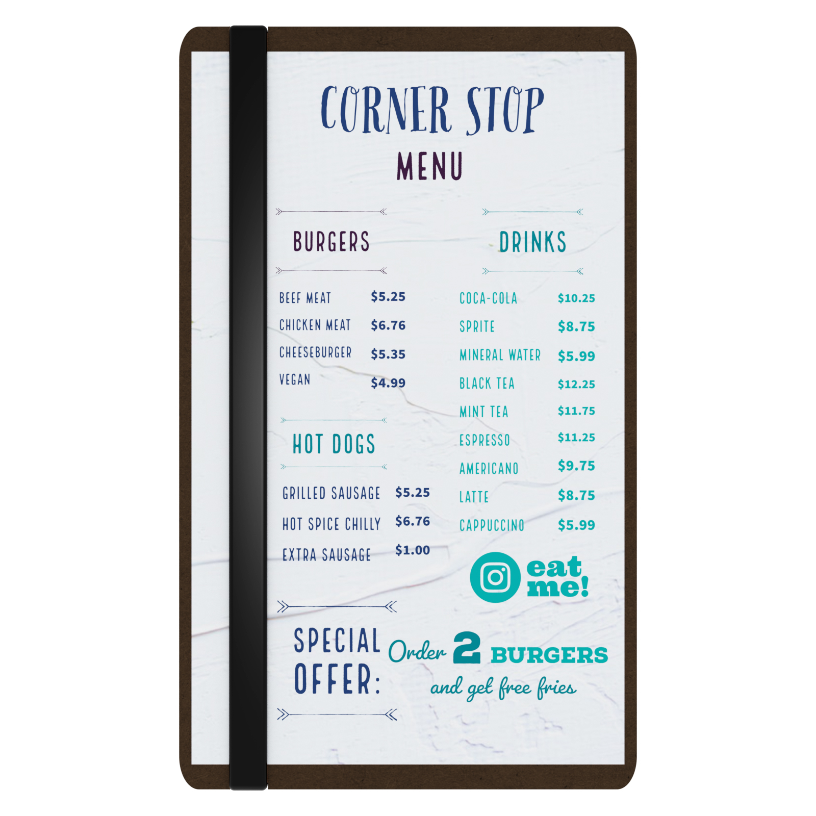 HDF Single Band Large Vertical Menu Board HDF Single Band Large Vertical Menu Board