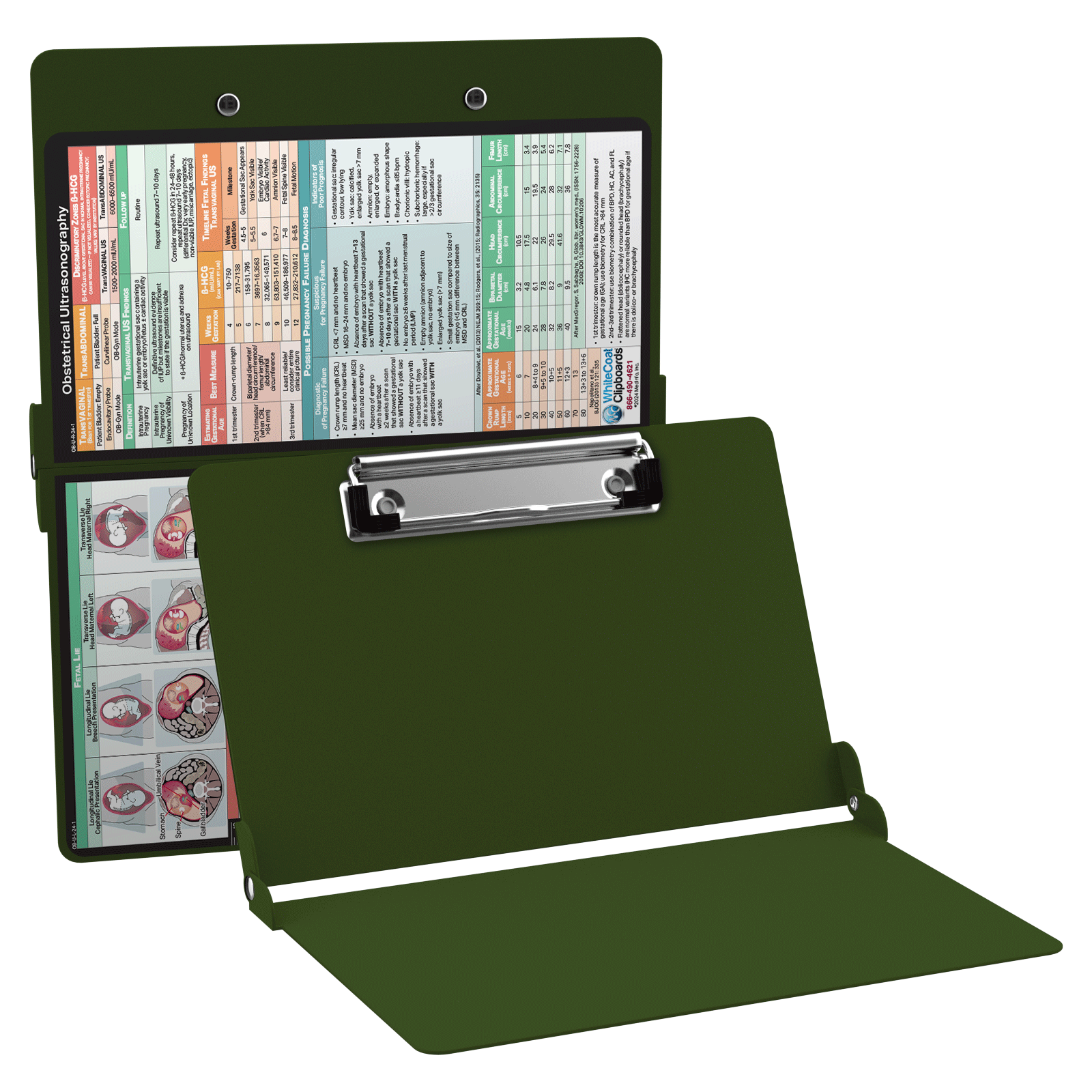 WhiteCoat Clipboard® - Army Green OB Ultrasonography Edition